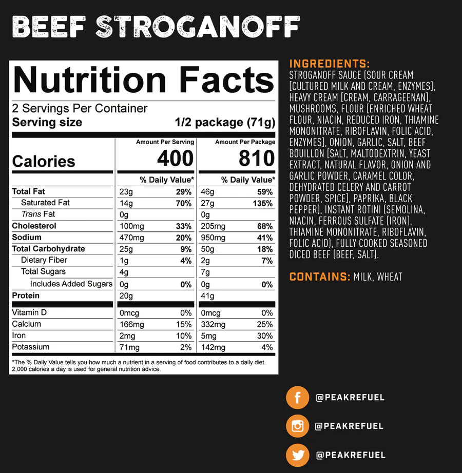 Peak Refuel Beef Stroganoff – HUTO Lifestyle Clothing & Apparel
